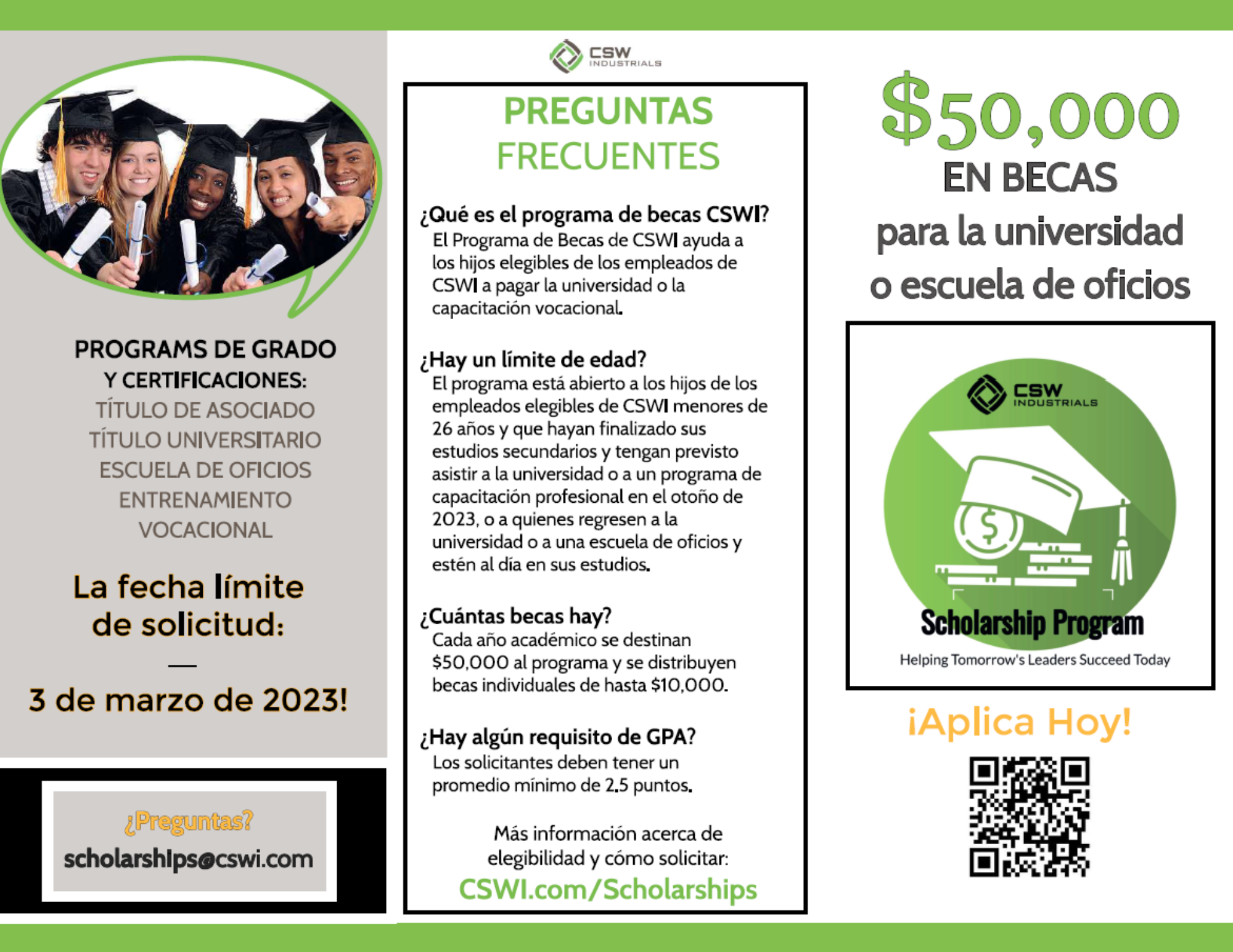 Programa de becas CSW Industrials - CSWI Scholarship Program